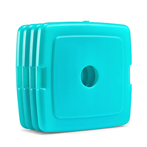 Cool Coolers by Fit + Fresh, Reusable & Long-Lasting Slim Ice Packs, Perfect Addition To Your Lunch Box, Camping Accessories, Insulated Lunch Bag, Beach Cooler Backpack & More, 4PK, Green