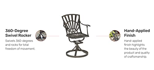 homestyles 6661-53 Outdoor Swivel Rocking Chair, 21.25Lx24Dx36.25H, Taupe