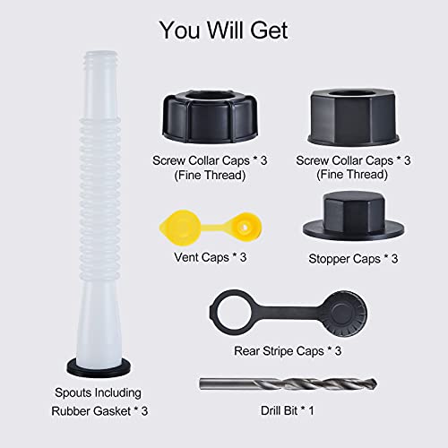 Gas Can Spout Replacement 5 gal Easy to Install, Gas Can Nozzle Replacement 5 gallon, Fit for Most 1/2/5/10 Gallon Gas Can(3 kit), Include Gas Can Spouts for Older Gas Cans, Easy Pour Gas Can Spout