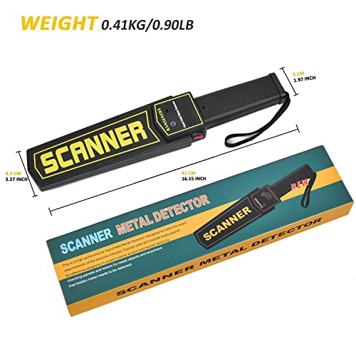 RANSENERS Handheld Metal Detector Wand,Security Wand,Safety Bars, Portable Adjustable Sound & Vibration Alerts, Detects Weapons Knivers Screw (High Sensitivity, Black)
