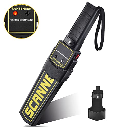 RANSENERS Handheld Metal Detector Wand,Security Wand,Safety Bars, Portable Adjustable Sound & Vibration Alerts, Detects Weapons Knivers Screw (High Sensitivity, Black)