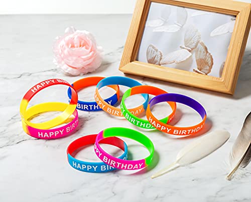 40 Pieces Happy Birthday Rubber Bracelets, Colored Happy Birthday Wristbands For Kids,Student, Silicone Classroom Birthday Gift from Teacher,Birthday Party Supplies(10 Styles)