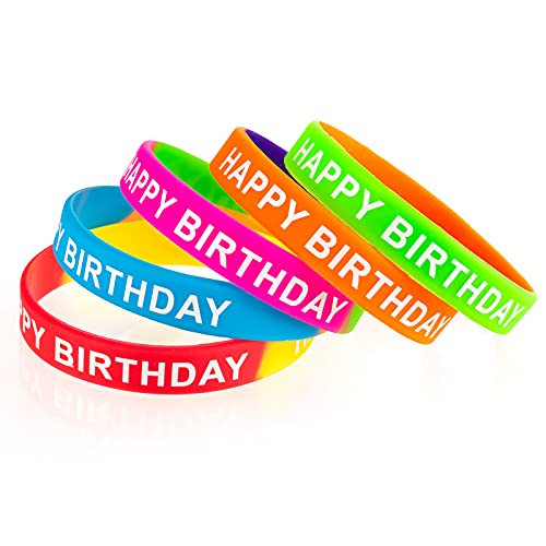 40 Pieces Happy Birthday Rubber Bracelets, Colored Happy Birthday Wristbands For Kids,Student, Silicone Classroom Birthday Gift from Teacher,Birthday Party Supplies(10 Styles)