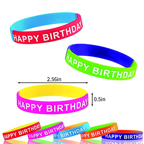 40 Pieces Happy Birthday Rubber Bracelets, Colored Happy Birthday Wristbands For Kids,Student, Silicone Classroom Birthday Gift from Teacher,Birthday Party Supplies(10 Styles)
