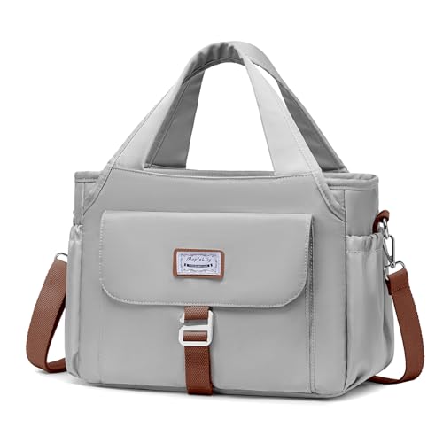 MAPLELILY Lunch Bag for Men Women, Insulated Lunch Tote Bag for Work, Lunch Box Women, Large Leak Proof Lunch Cooler, With Shoulder Strap Adult Lunch Bag, For Picnic Beach Hiking, Grey