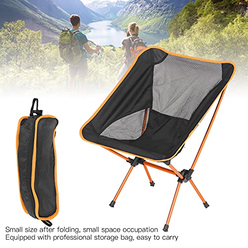 Aluminum Alloy Portable Chair, Compact Outdoor Chair Nylon Mesh Aluminum Frame Small After Folding Simple Operation for Camping(Orange)