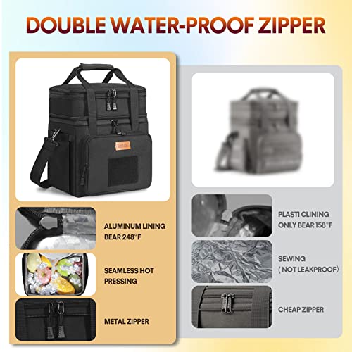 KumYamLO Tactical Lunch Box for Men 16L,Large Insulated Waterproof Reusable Lunch Bag,Women,Work,Outdoor,Picnic,Finishing,Molle Webbing and Adjustable Shoulder Straps(Black)…