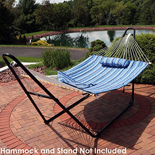 Sunnydaze Polyester Quilted Hammock Pad and Pillow Set Only - Durable Outdoor Rope Hammock Accessories - Replacement Hammock Pad - Breakwater Stripe