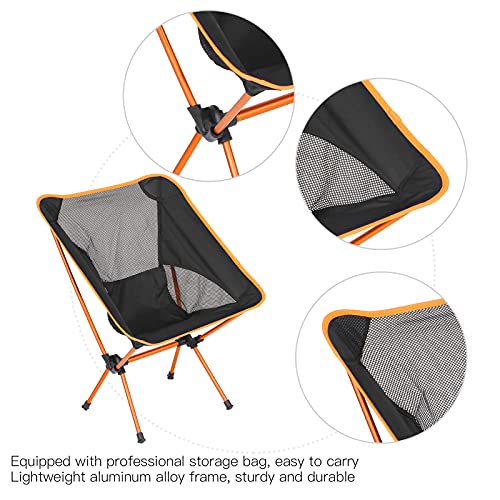 Aluminum Alloy Portable Chair, Compact Outdoor Chair Nylon Mesh Aluminum Frame Small After Folding Simple Operation for Camping(Orange)