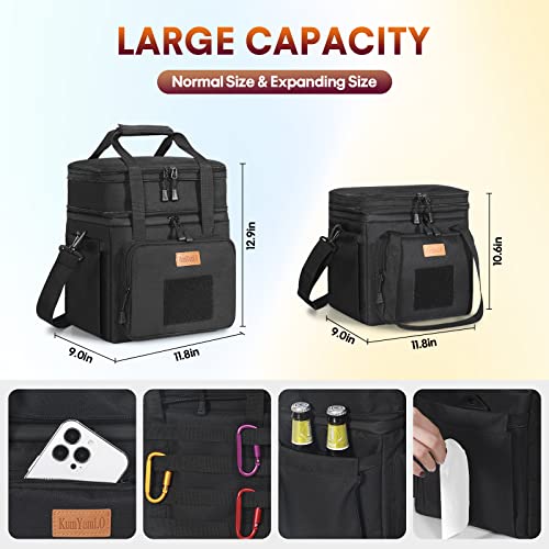 KumYamLO Tactical Lunch Box for Men 16L,Large Insulated Waterproof Reusable Lunch Bag,Women,Work,Outdoor,Picnic,Finishing,Molle Webbing and Adjustable Shoulder Straps(Black)…