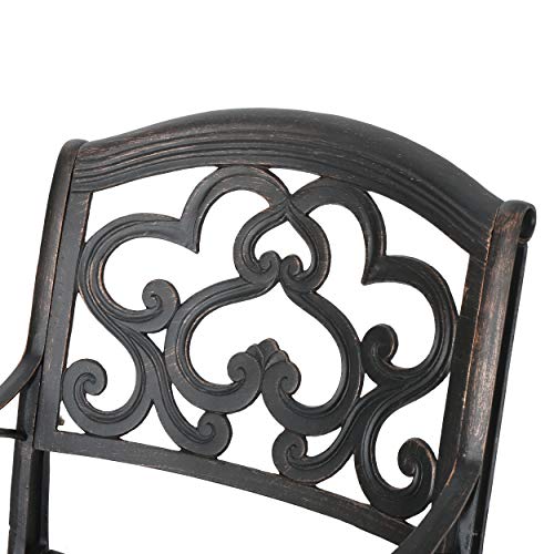 Christopher Knight Home Austin Outdoor Cast Aluminum Dining Chairs, 2-Pcs Set, Shiny Copper