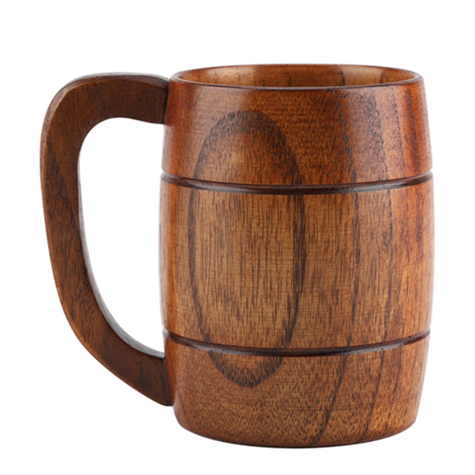 Gavigain Wooden Drink Mug,natureWooden Beer Cup Retro Big Capacity Tea Water Classic Wood Drinking Mug with Handle,Beer Cups for Men & Women