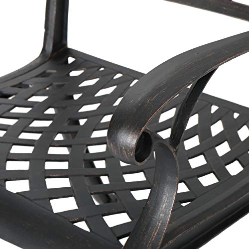 Christopher Knight Home Austin Outdoor Cast Aluminum Dining Chairs, 2-Pcs Set, Shiny Copper