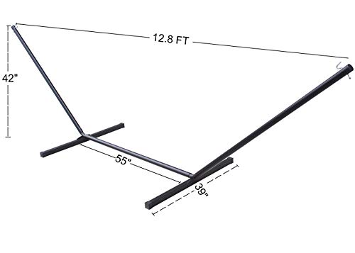 SUNNY GUARD 12.8 FT Hammock with Stand 2 Person Heavy Duty,Quilted Fabric Wood Spreader Bars,Stands & Accessories,for Indoor/Outdoor Patio Dark Green(450 lb Capacity…