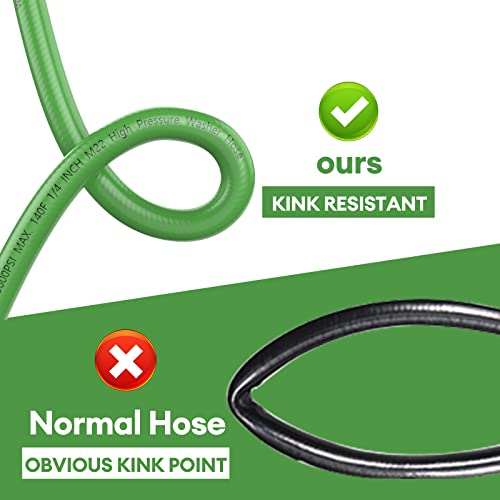 Pressure Washer Hose 50 FT 1/4" Kink Resistant Power Washer Hose M22-14mm Pressure Washer Replacement Hose 3600 PSI Universal Electric Power Wash Hose for Replacement