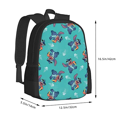 Beger Cute Stitch Backpack Anime Stitch Backpack Large Capacity Laptop Bag Cartoon Unisex Travel Daypack