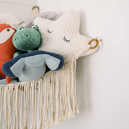 Macrame Stuffed Animal Net or Hammock β Toy Hammock for Stuffed Animals w/ Hooks - Stuffed Animal Hammock Holds Plushies, Yarn Skeins, Towels & More β Stuff Animal Hammock - Boho Nursery Decor
