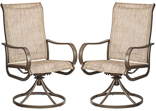 Patio Swivel Dining Chairs Set of 2 Outdoor Kitchen Patio Stools and Bar Height Chairs Outdoor Indoor Banquet Furniture Metal Chair with Textilene Mesh Fabric for Backyard Lawn Pool Garden Deck