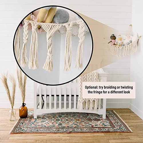 Macrame Stuffed Animal Net or Hammock β Toy Hammock for Stuffed Animals w/ Hooks - Stuffed Animal Hammock Holds Plushies, Yarn Skeins, Towels & More β Stuff Animal Hammock - Boho Nursery Decor