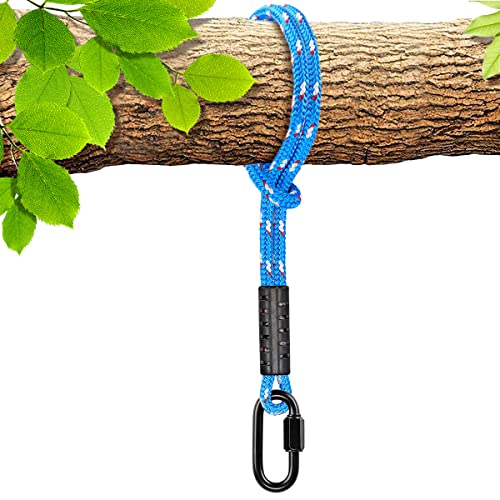 BeneLabel Tree Swing Rope, Hammock Tree Swing Hanging Strap, Heavy Duty Carabiner, for Indoor Outdoor Swing Hammock Playground Set Accessories, 4 ft, 1 Pcs, Blue