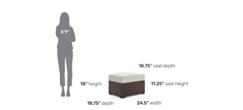 Homestyles 6800-90 Palm Springs Outdoor Ottoman, 1 Seat, Beige