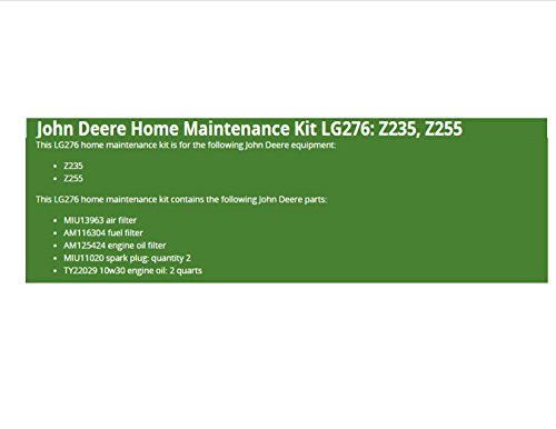 John Deere Home Maintenance Kit for Z235, Z255 Lawn Tractor Mower LG276