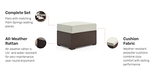 Homestyles 6800-90 Palm Springs Outdoor Ottoman, 1 Seat, Beige