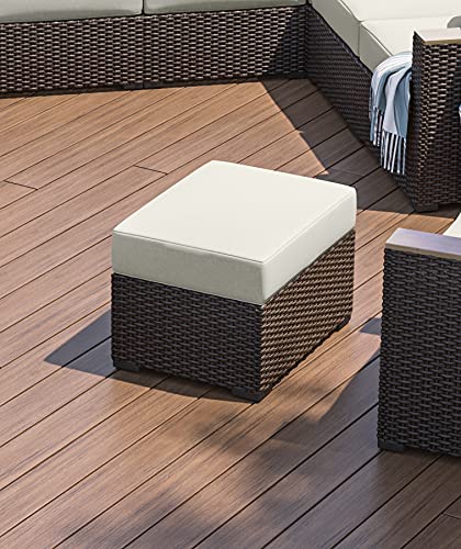 Homestyles 6800-90 Palm Springs Outdoor Ottoman, 1 Seat, Beige