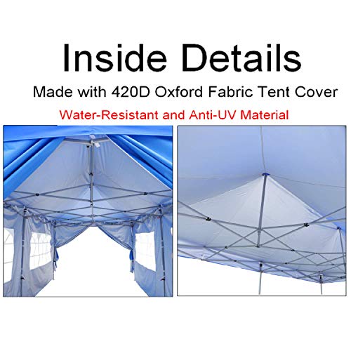 Klismos 10x20 Pop up Canopy Tent Outdoor Party Wedding Gazebos with Sidewalls Blue