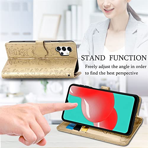 ONV Wallet Case Compatible with Samsung Galaxy S9 Plus - Adjustable Strap Sparkly Animal Leather Folio Cover Card Holder Anti-Shock Stand Magnet Flip Case for Samsung Galaxy S9 Plus [MG] -Gold