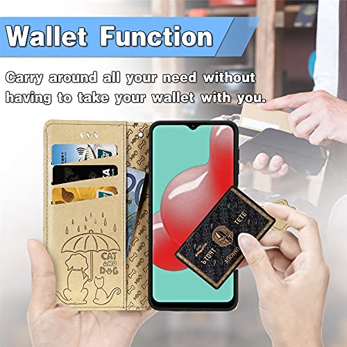 ONV Wallet Case Compatible with Samsung Galaxy S9 Plus - Adjustable Strap Sparkly Animal Leather Folio Cover Card Holder Anti-Shock Stand Magnet Flip Case for Samsung Galaxy S9 Plus [MG] -Gold