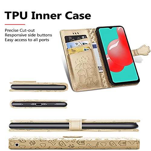 ONV Wallet Case Compatible with Samsung Galaxy S9 Plus - Adjustable Strap Sparkly Animal Leather Folio Cover Card Holder Anti-Shock Stand Magnet Flip Case for Samsung Galaxy S9 Plus [MG] -Gold