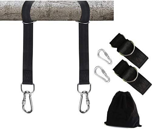 The Tree Swing Hanging Kit Holds 2100lbs, Easy & Fast Swing Hanger Installation to Tree- 4 Strap & Snap Carabiner Hook, Perfect for Swings, Hammocks & Anything Else - 100% Weather/Waterproof (4pcs)