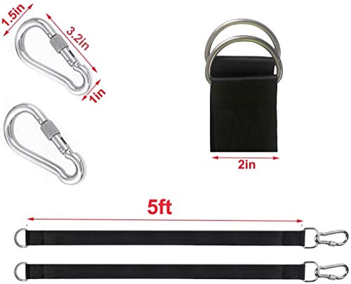 The Tree Swing Hanging Kit Holds 2100lbs, Easy & Fast Swing Hanger Installation to Tree- 4 Strap & Snap Carabiner Hook, Perfect for Swings, Hammocks & Anything Else - 100% Weather/Waterproof (4pcs)