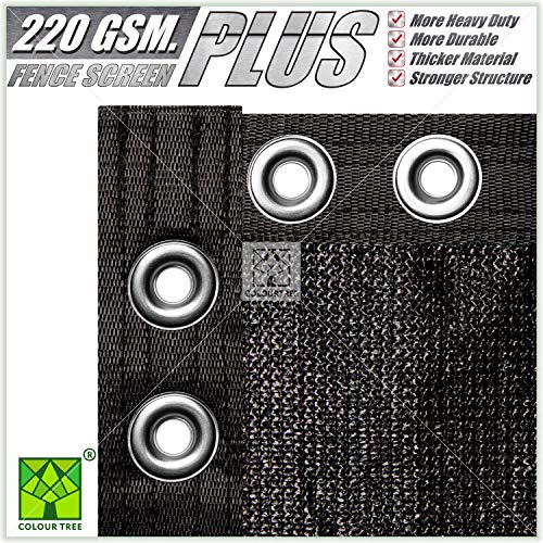 ColourTree Plus Extra Heavy Duty Fence Screen Privacy Screen - Commercial Grade 220 GSM - Heavy Duty - 3 Years Warranty (4' x 50', Black Plus)