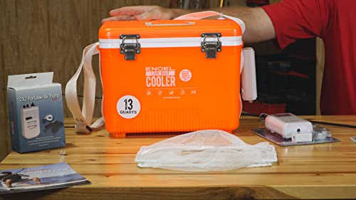 Engel ENGLBC13-N-OHV 13qt Live Bait Cooler with 2nd Generation 2X2 Portable Aerator Pump Orange