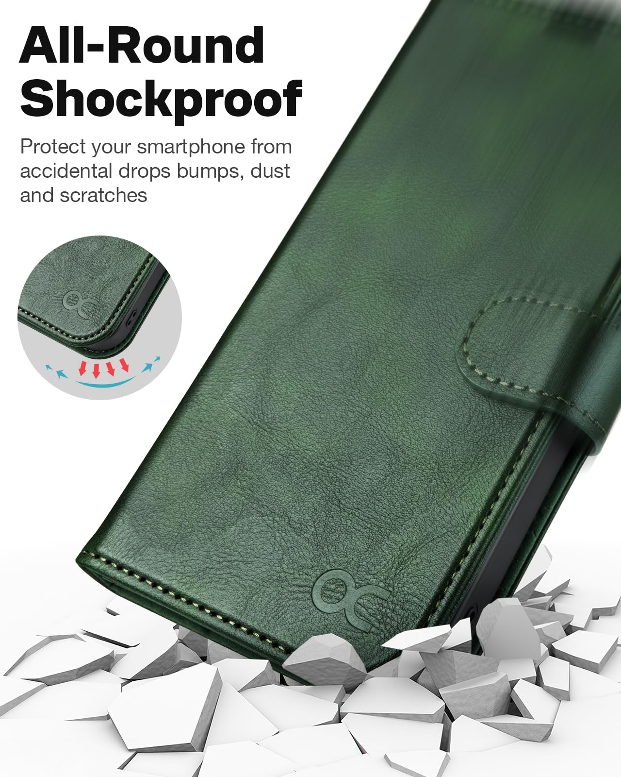 OCASE for iPhone 15 Pro Max Case Detachable Wallet Case with Card Holder, [2 in 1] PU Leather Flip Folio Case with RFID Blocking Stand Shockproof Phone Cover 6.7 Inch, Blackish Green