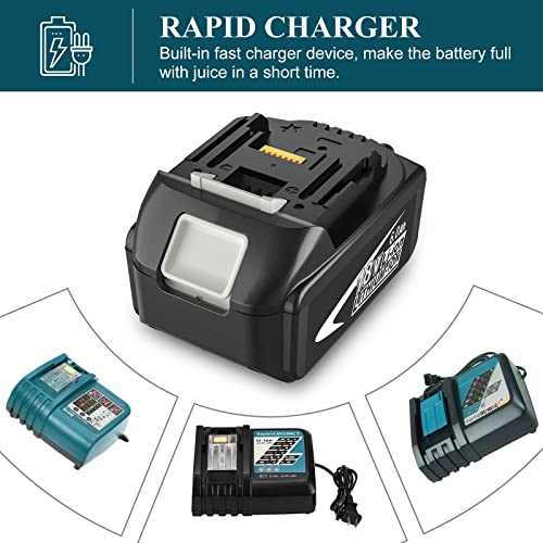 Upgraded to 6.0Ah BL1860B Replacement for Makita 18V Battery Lithium Ion BL1860 BL1850 BL1850B BL1840 BL1840B BL1830 BL1830B BL1815 BL1815B LXT-400 with LED Indicator 2 Packs