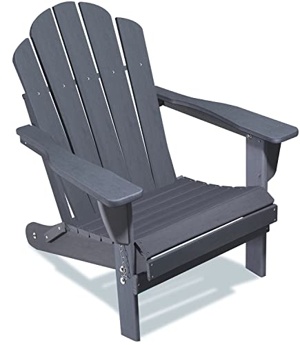 Aoorun Adirondack Chairs Folding Adirondack Chair,Plastic Adirondack Chairs seat Width 21.3",fire Pit Chairs for Outside firepit Area Lifetime,All Weather Resistant and Durable -Grey