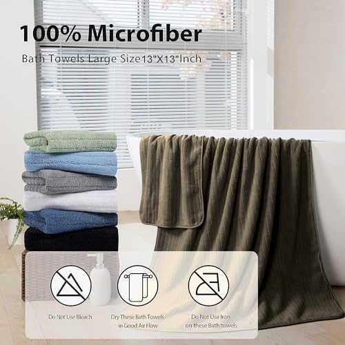 4-Piece Washcloths Towels Set, 100% Microfiber Premium Quality Towels for Bathroom, Quick Dry Soft and Absorbent Face Towel, Set Includes 4 Wash Cloths (Brown)