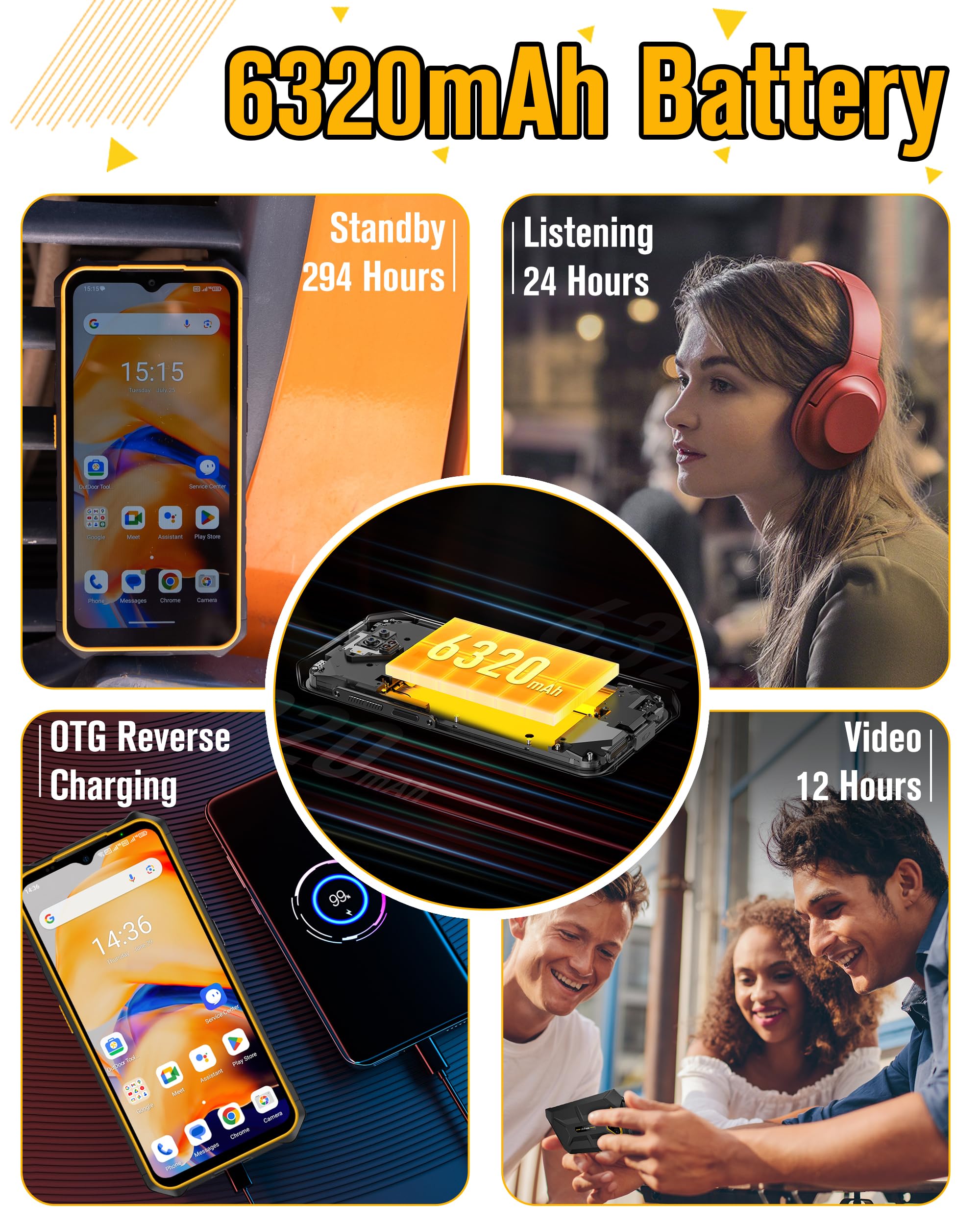 Ulefone Armor X13 Rugged Phones 2023, 50MP Rear Camera, 24MP Night Vision Camera, Up to 12GB RAM, 64GB ROM, 6320mAh, Android 13, IP68/IP69K Unlocked Smartphone, 4G LTE Cell Phone (Black)