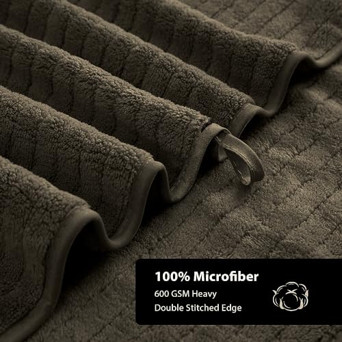 4-Piece Washcloths Towels Set, 100% Microfiber Premium Quality Towels for Bathroom, Quick Dry Soft and Absorbent Face Towel, Set Includes 4 Wash Cloths (Brown)