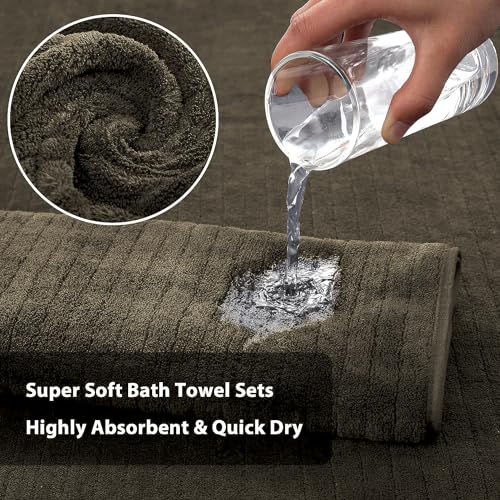 4-Piece Washcloths Towels Set, 100% Microfiber Premium Quality Towels for Bathroom, Quick Dry Soft and Absorbent Face Towel, Set Includes 4 Wash Cloths (Brown)