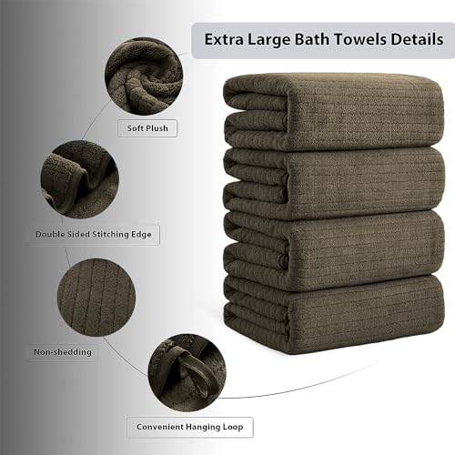 4-Piece Washcloths Towels Set, 100% Microfiber Premium Quality Towels for Bathroom, Quick Dry Soft and Absorbent Face Towel, Set Includes 4 Wash Cloths (Brown)