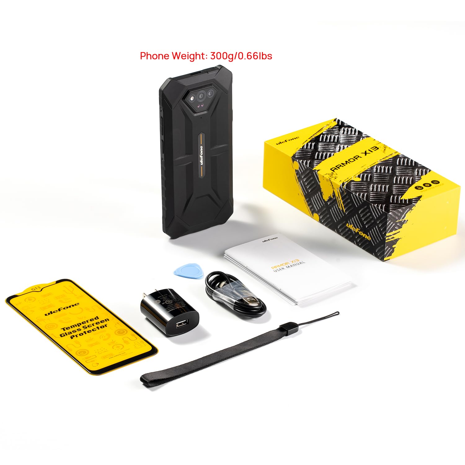 Ulefone Armor X13 Rugged Phones 2023, 50MP Rear Camera, 24MP Night Vision Camera, Up to 12GB RAM, 64GB ROM, 6320mAh, Android 13, IP68/IP69K Unlocked Smartphone, 4G LTE Cell Phone (Black)