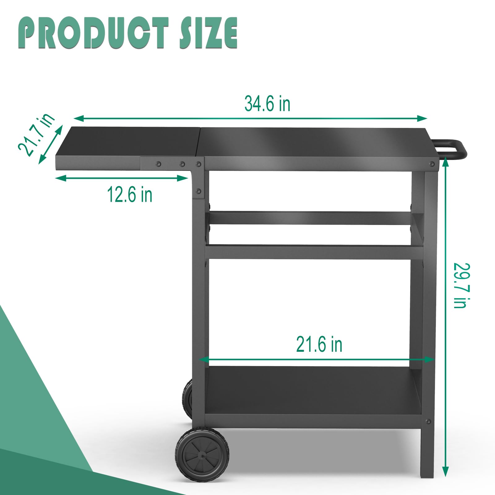 RAXSINYER Double-Shelf Grill Table Outdoor Grill Cart Movable BBQ Table Multifunctional Food Prep Table