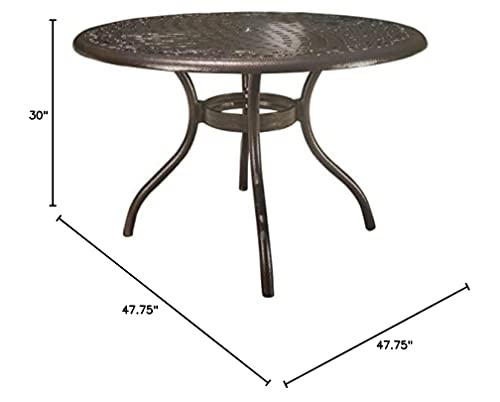 Christopher Knight Home Phoenix Cast Aluminum Round Table, Hammered Bronze, Dimensions: 47.75”L x 47.75”W x 30.00”H