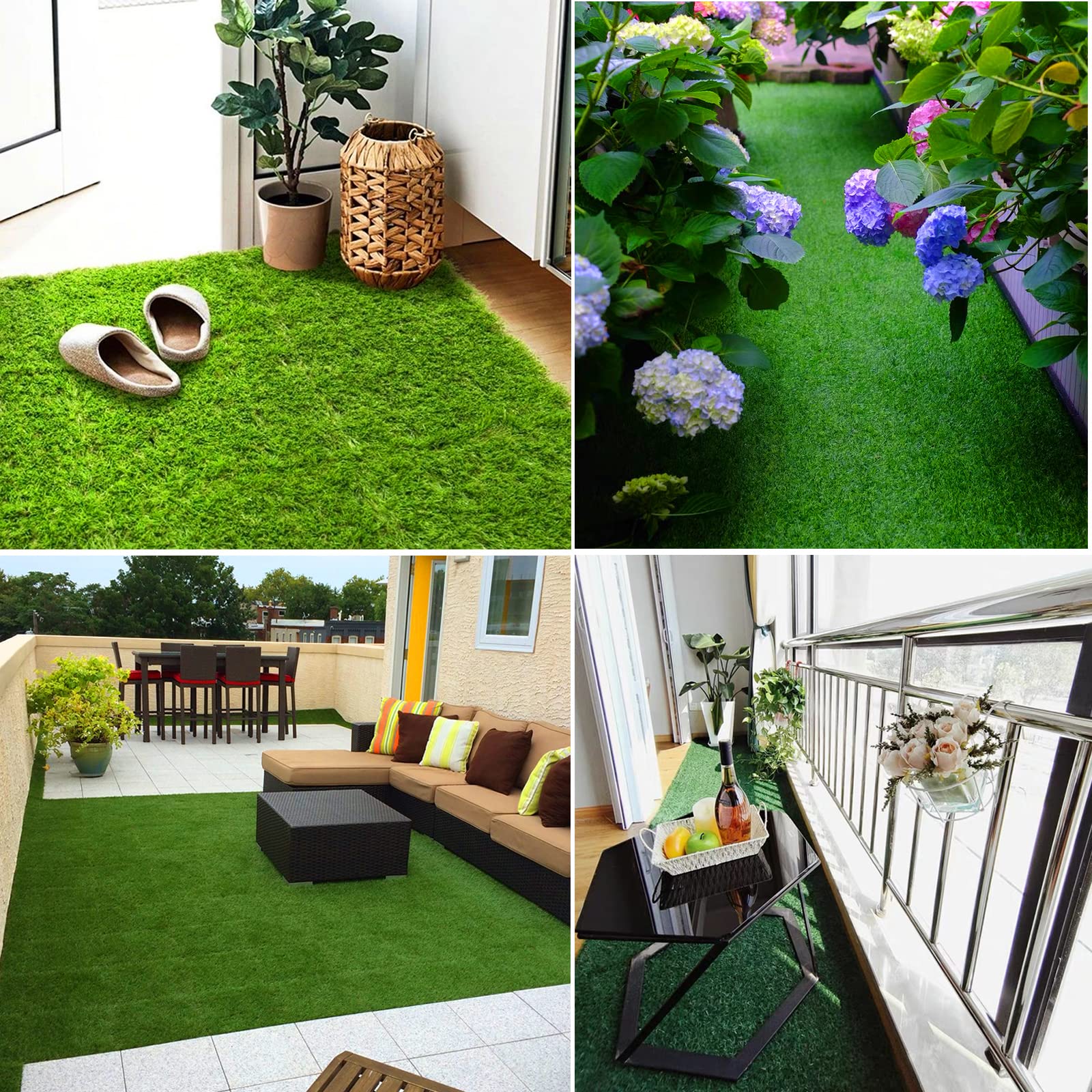 FVIEXE 9PCS Artificial Grass Turf Tile, 12 x 12 Inch Interlocking Deck Tiles Turf Squares Fake Grass Mat for Pet, Dogs, Patio, Balcony Apartment Indoor Outdoor Flooring Decor Grass Turf Rug