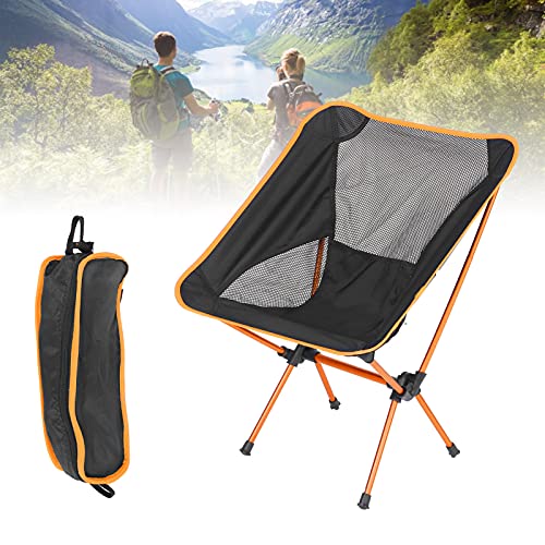 Portable Chair, Simple Operation Compact Outdoor Chair Aluminum Frame Small After Folding Nylon Mesh with A Stable Four Arm Design for Fishing(Orange)
