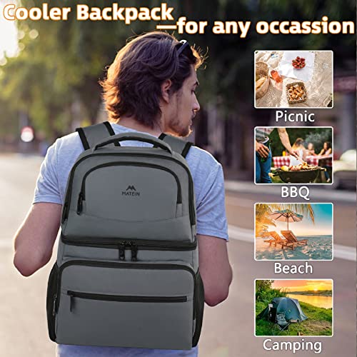 Cooler Backpack, 26 Cans Insulated Lunch Backpack for Man Women, Leakproof Double Layer Lunch Cooler Bag Lightweight Soft Lunch Backpack with Cooler Compartment, Beer Gifts for Beach Camping Hiking